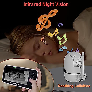 ChildsFarm Baby Monitor with Camera and Audio, 5 Inch Remote Pan-Tilt-Zoom Video Baby Monitor with Screen, No WiFi, Night Vision, 2-Way Talk, Temperature, 1000ft, 26-Hour Battery, Gift Idea