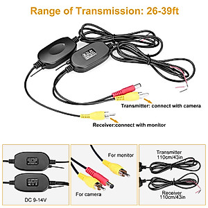 Backup Camera Monitor Kit Wireless, Lychee 4.3in Monitor and Rear View Camera with Night Vision Guide Lines for Car SUV Vehicle Pickup Truck