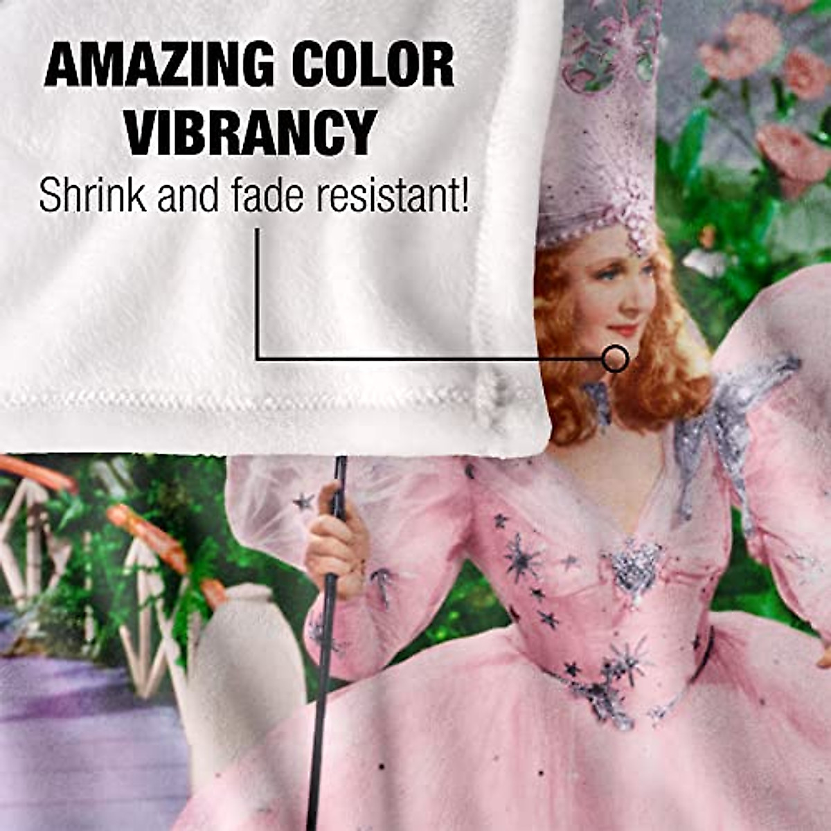 The Wizard of Oz Stanley Desantis Vintage Dorothy and Glinda Silky Touch Super Soft Throw Blanket 50" x 60"
