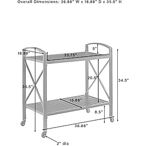Crosley Furniture Kaplan Rolling Metal Outdoor Bar Cart for Backyard, Pool, Patio, Deck, Oil-Rubbed Bronze
