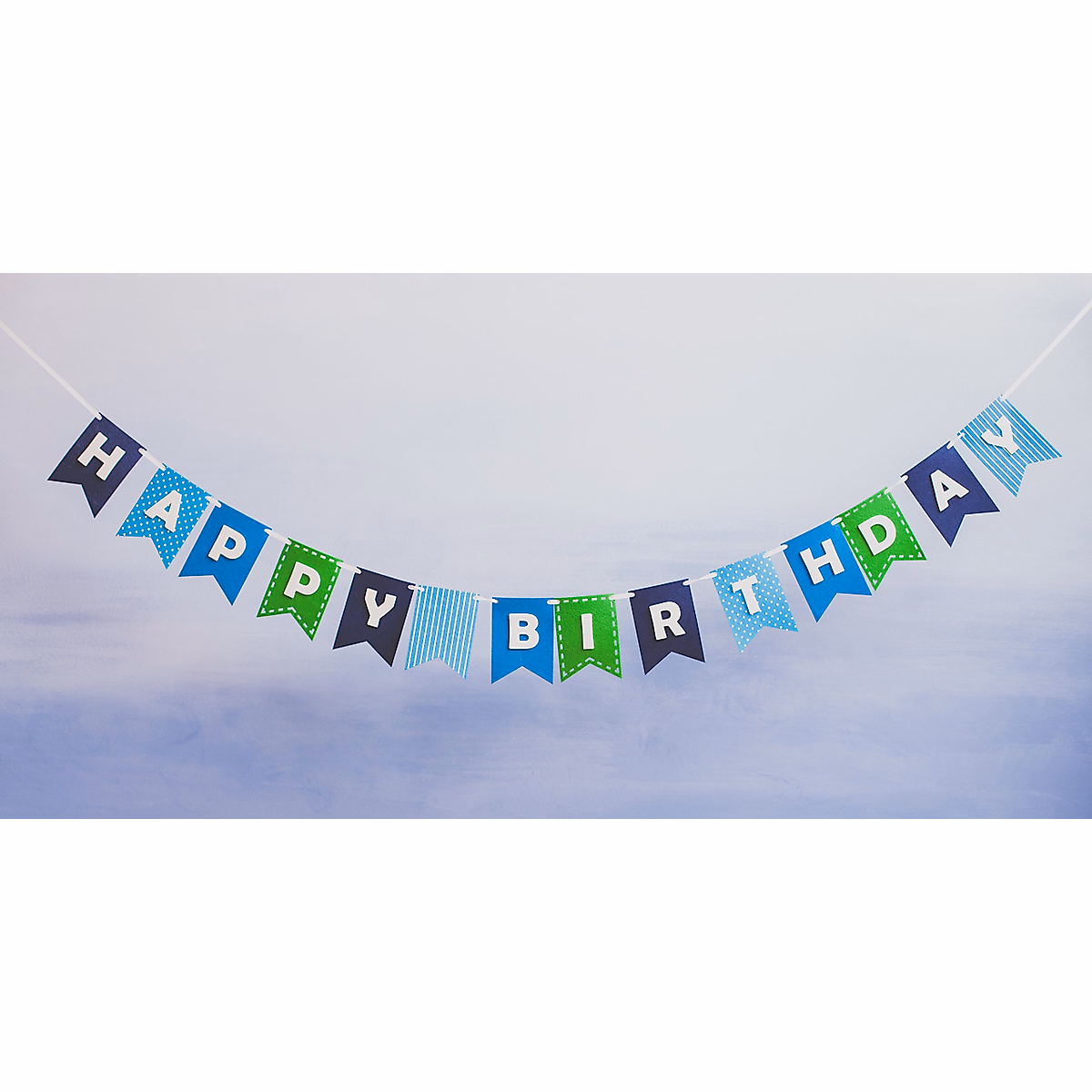 Premium Layered Felt Happy Birthday Banner Bunting Laser Cut 60 inches wide - Blues