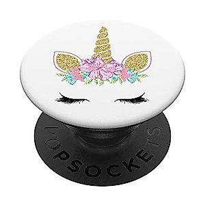 Cute Floral Unicorn Unicorn Face on White PopSockets PopGrip: Swappable Grip for Phones & Tablets