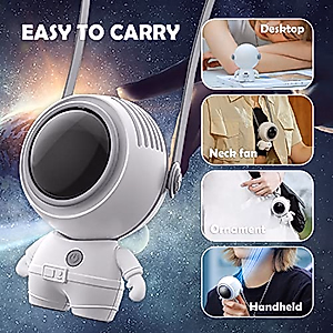 beautymart Personal Fan, Portable Mini Handheld Fan, Astronaut Leafless Fan, Speed Adjustable, USB Rechargeable Fan, for Kids, Women, Men, Home, Office, Indoor, Outdoor, Sport, ect (WHITE)