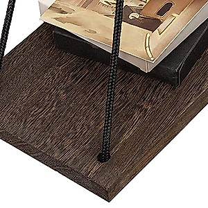 Misaso 2Pcs Floating Shelves Wood Shelves Cotton Rope Shelves for Living Room Bedroom Bathroom Kitchen (Brown)