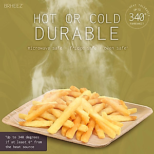 brheez Bamboo Plates made from Palm Leaf 25 Party Plates 10 Inch Eco Friendly Compostable & Biodegradable – Disposable Plates Heavy Duty and More Environmentally Friendly than Paper Plates