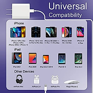 iPhone Fast Charger, 3 Pack [Apple MFi Certified] PD 20W Type C Fast Charger Block with 6FT USB C to Lightning Fast Charging Data Sync Cable Compatible for iPhone 14 13 12 11 Pro Max XS XR X 8 iPad