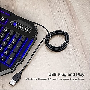 ASTRUM KG200 Wired Gaming Keyboard, LED Rainbow Gaming Backlit, 19 Anti-ghosting Keys, Quick-Response, Multimedia Control for PC and Desktop Computer
