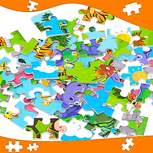 6 Packs Wooden Animals Jigsaw Puzzle, Early Educational Learning Toys Set Preschool Puzzles for 2-5 Years Old Kids