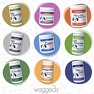 waggedy Advanced Hip and Joint Supplement Dogs with Glucosamine, Chondroitin, MSM & Fatty Acids — Daily Support Dog Health Supplements to Slow Degenerative Process Inside Joints (60 Dog Chews)