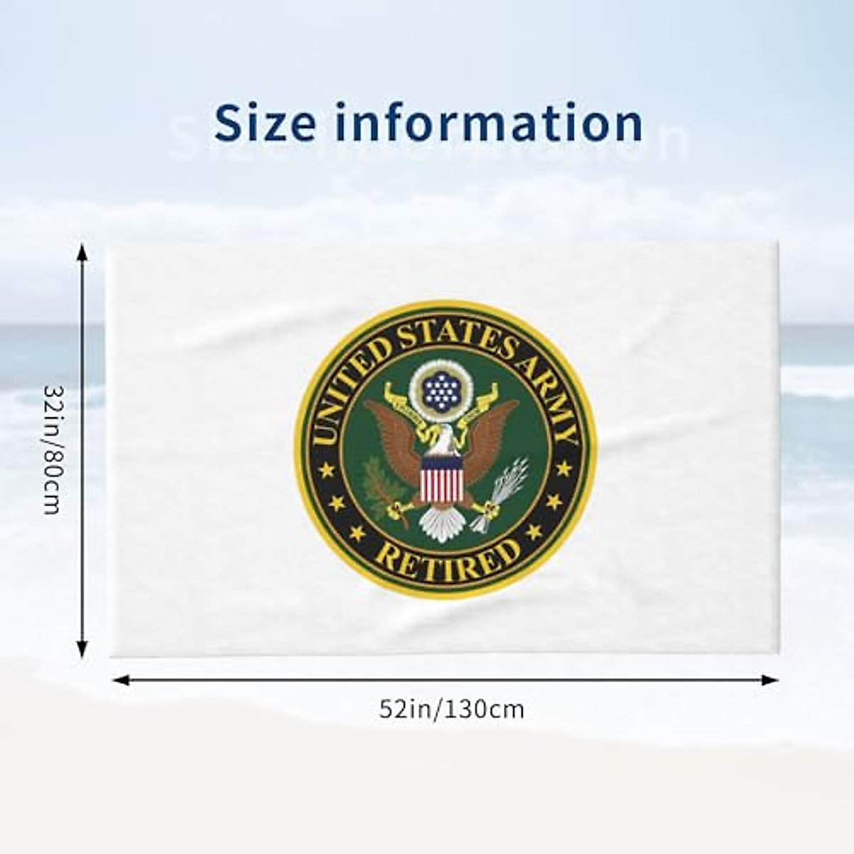 Army Retired Beach Towel Absorbent Bathroom Towels Microfiber Beach Towels Oversized Super ​32x52 Inch