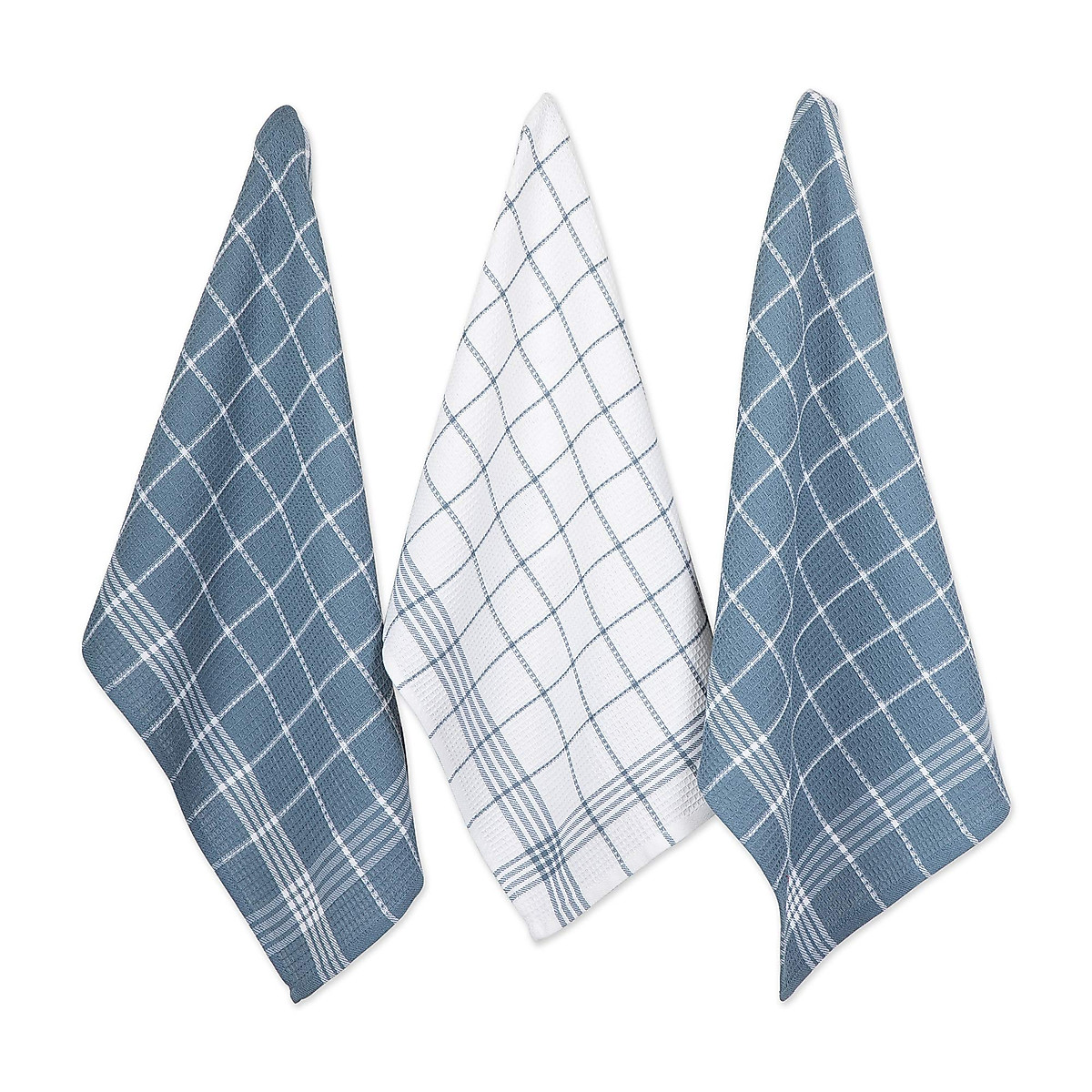 DII Waffle Weave Kitchen Collection, 100% Cotton, Kitchen Set, Blue 8 Piece