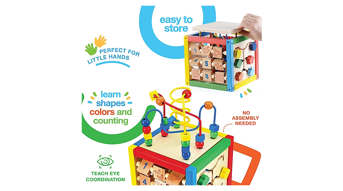 Buy the 6-in-1 Wooden Activity Play Cube for Baby