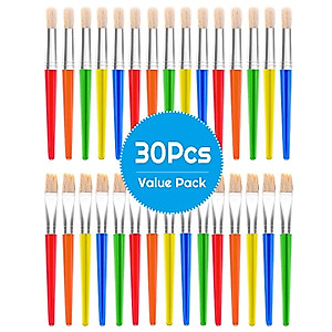 Paint Brushes, Anezus 30 Kids Paint Brushes Bulk Children Paint Brushes Set with Jumbo Round Watercolor Paint Brush and Large Flat Craft Paint Brushes