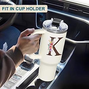 Personalized Gifts For Women - Personalized Gifts For Birthday, Christmas - Monogrammed, Customized For Woman, Mom, Wife, Best Friend, Sister, Coworkers - Custom Tumbler With Handle 40oz