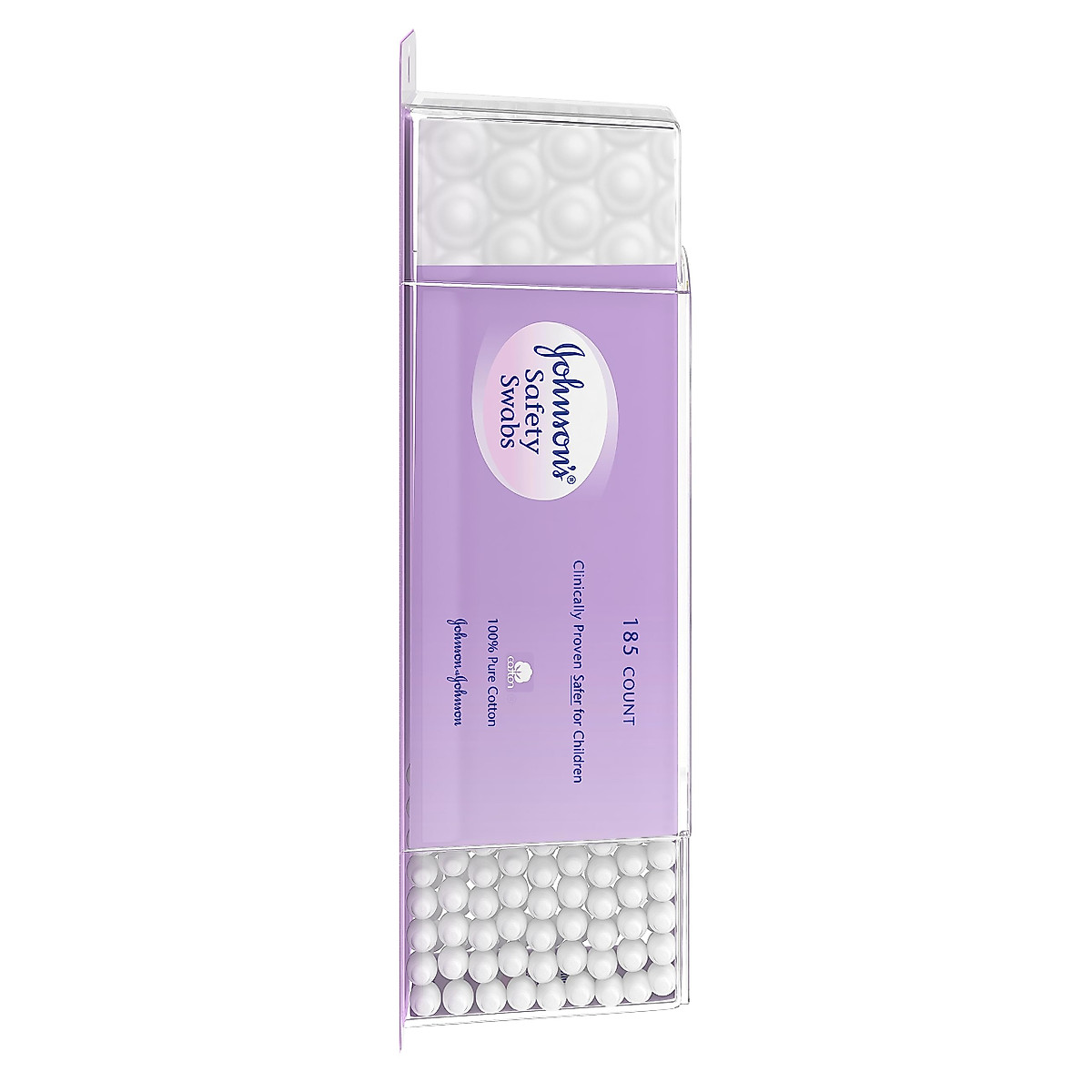 Johnson's Safety Ear Swabs for Babies and Children made with Non-Chlorine Bleached Cotton for a Gentle Clean, 185 ct (Pack of 2)