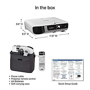 Epson Pro EX7280 3-Chip 3LCD WXGA Projector, 4,000 Lumens Color Brightness, 4,000 Lumens White Brightness, HDMI, Built-in Speaker, 16,000:1 Contrast Ratio (Renewed)