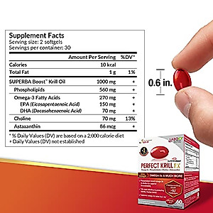 LABO Nutrition Perfect Krill EX, The Purest Ultra Strength Antarctic Krill Oil, Highest Phospholipids (>56%) with Choline & Astaxanthin, Omega 3, Heart & Joint Support, 100% Made In USA, 2x 60softgels