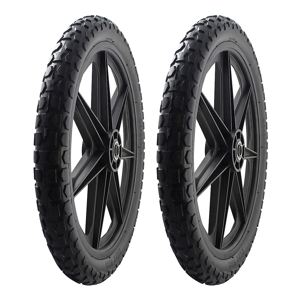 2 Pack -Marathon 92010 Flat Free 20" Replacement Tire Assembly for Rubbermaid Big Wheel Carts, Black & 5/8" Replacement Precision Ball Bearings - 4 Pack