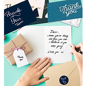 HSHFAMIIY 24 PCS Thank You Cards With Envelopes, 6x4 Inch Thank You Cards with Seal Stickers,Minimalistic Design, Suitable for Business, Baby Shower, Wedding, Small Business, Bridal Shower, etc