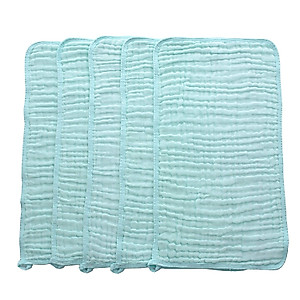 Muslin Burp Cloths - Baby Burp Cloth Sets for Unisex. 5 Pack Large Perfect for Newborn Baby Burping Cloths/Burp Bibs. Baby Burping Rags for Boys and Girls (Green)