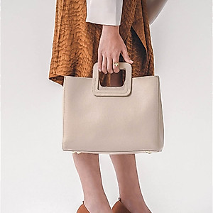 TIJN Square Handle Tote Bag for Women Fashion Purses Handbags Vegan Leather Crossbody Shoulder Bags for Women(Flann)