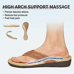 MEGNYA Diabetic Supportive Flip Flops for Women, Best Orthotic Sandals for Flat Feet/High Arch, Athletic Thong Style Sandals for Outdoor Activities Coffee Size 9