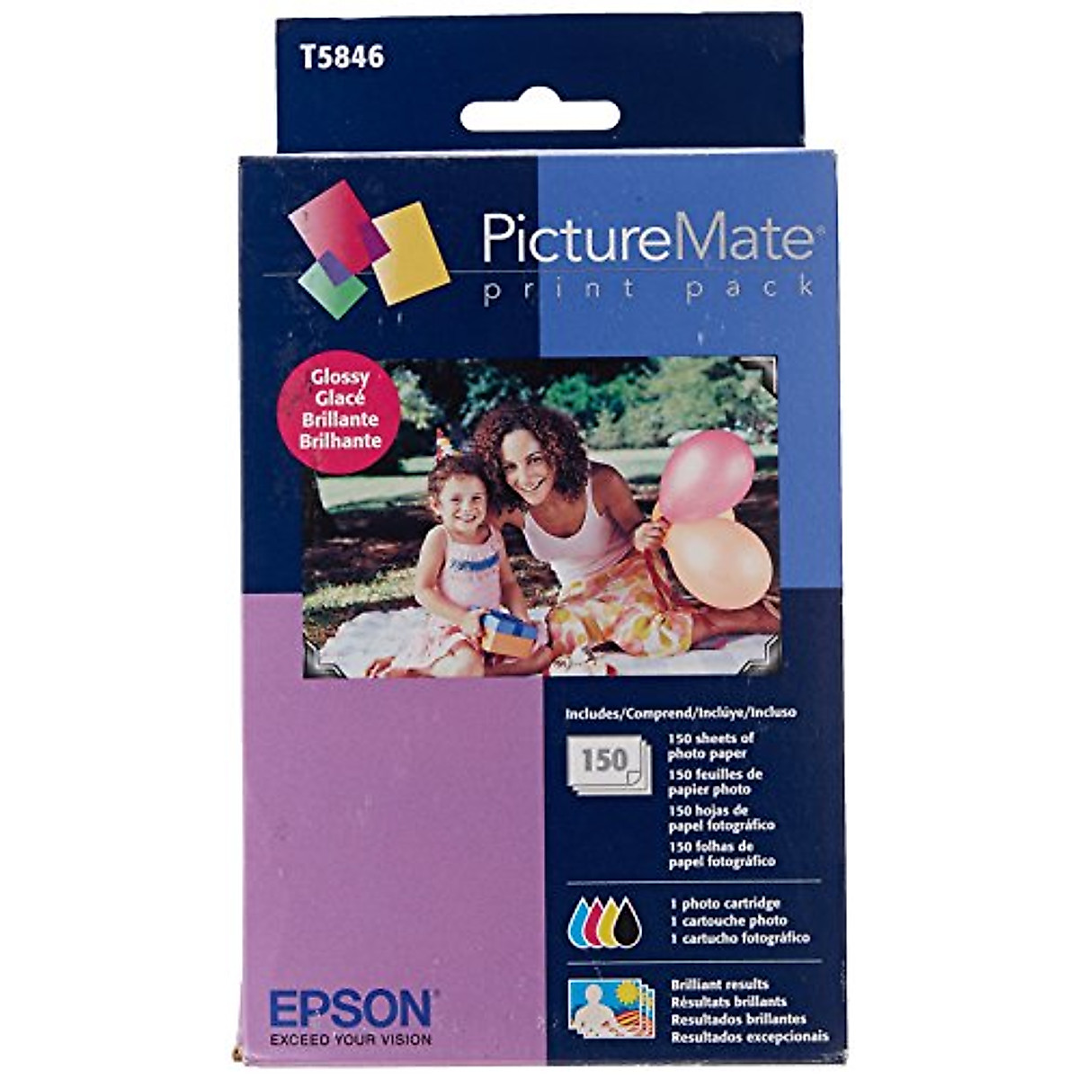 EPSON T584 Standard Capacity Ink & Paper Combo Pack - Glossy (T5846) for select Epson PictureMate Printers, Black; Cyan; Yellow; Magenta