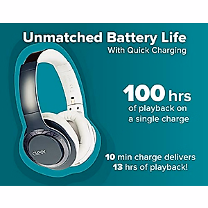 Cleer Audio Enduro 100 Wireless Bluetooth Headphone - Over Ear Fast Charging Lightweight, Podcasting 100Hr Long Battery | Full Charge 4 Day Playback, Play Music & Take Calls Ironless Driver (Navy)
