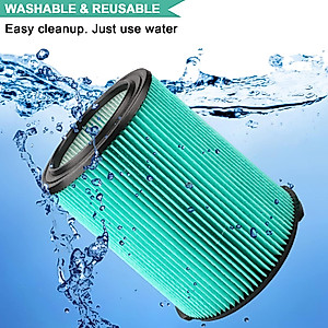 PIGUOAT VF6000 5-Layer Filter for Ridgid 5-20 Gallon Wet Dry Vac Vacuums WD5500 WD0671 WD6425 WD7000 WD1280 WD1851 WD1680 WD1956 RV2400A 1400RV, For Husky 6-9 Gallon Vacs (2 Filters 4 Bags)