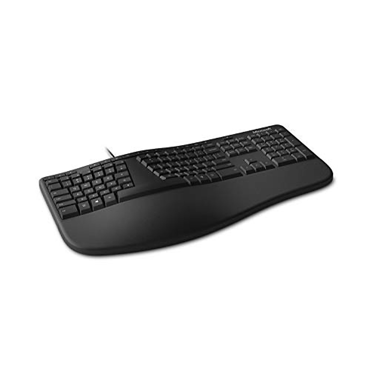 Microsoft Ergonomic Desktop - Black - Wired, Comfortable, Ergonomic Keyboard and Mouse Combo, with Cushioned Wrist and Palm Support. Split Keyboard. Dedicated Office Key.