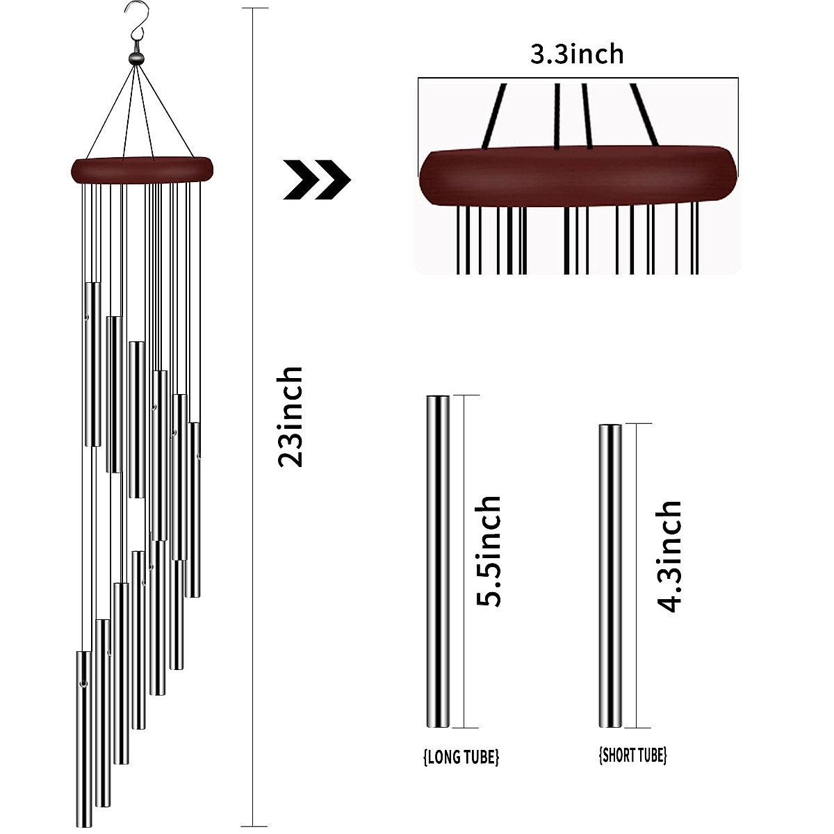 Wind Chimes for Outside, Sympathy Wind Chimes Outdoor Clearance with 12 Aluminum Alloy Tubes and Hook, Memorial Wind Chimes Gift Decoration for Home, Patio, Garden, Outdoor