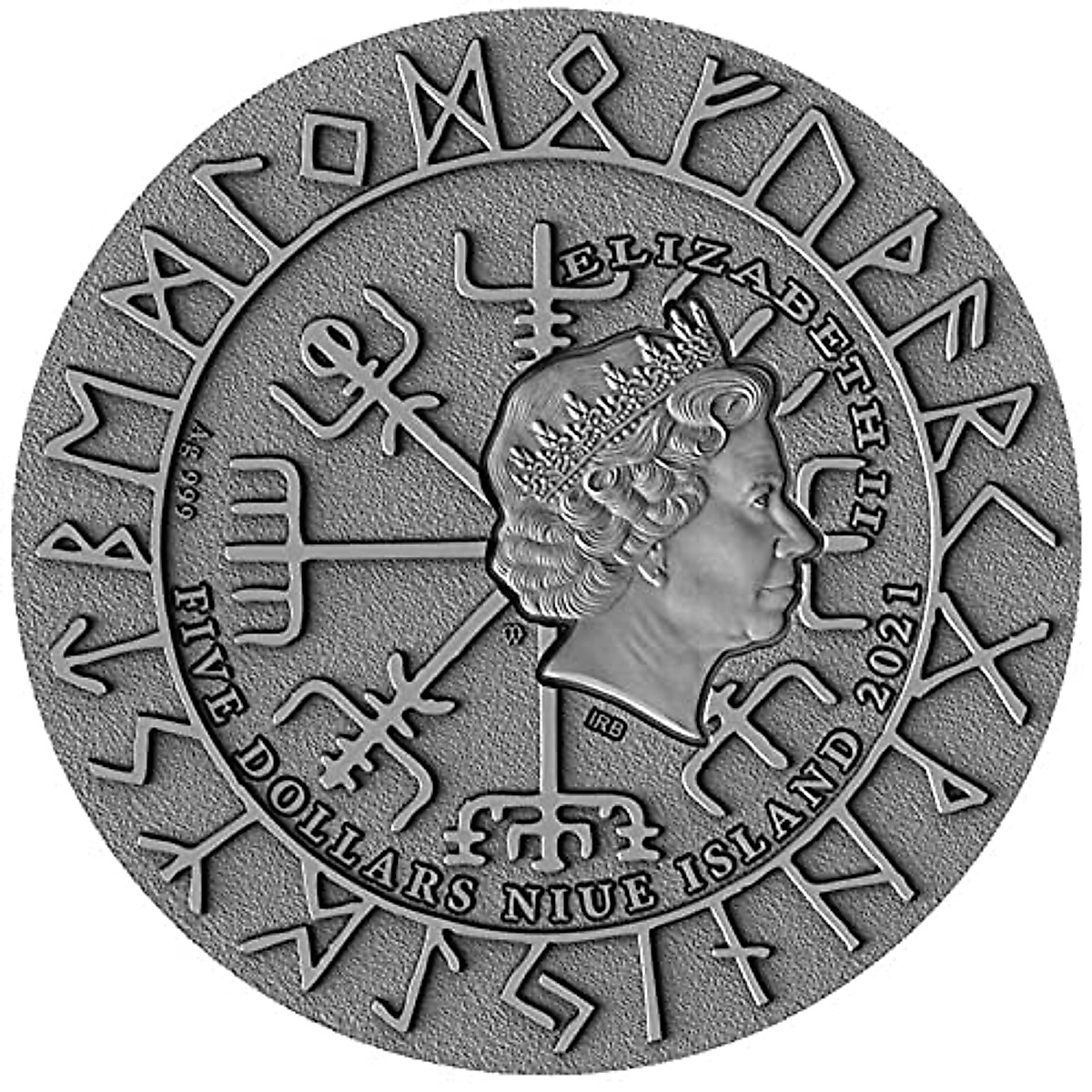 2021 DE Vikings Legend PowerCoin Freydis Eiriksdottir Vikings 2 Oz Silver Coin 5$ Niue 2021 Antique Finish