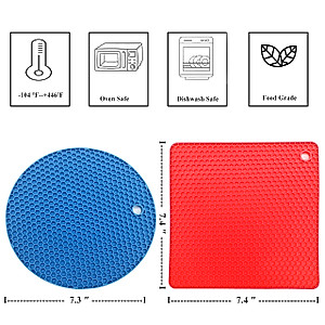 Silicone Trivet Mat, Pot Holders, Hot Pads, Non-Slip Mat,4 Pack (Mixed)