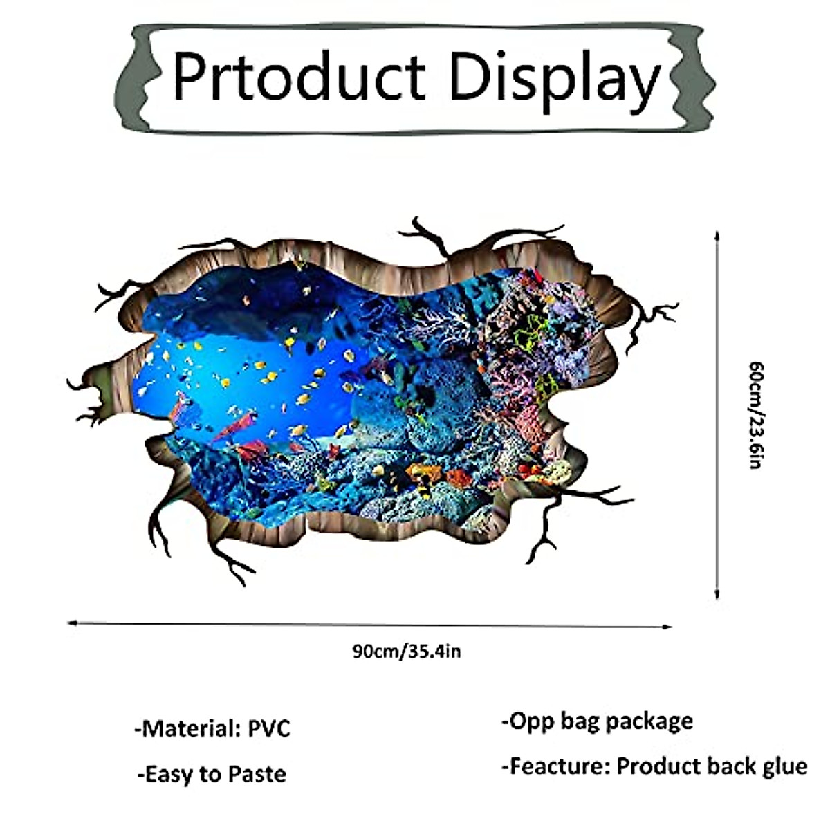 3D Under The Sea Fish Floor Wall Decals, FODIENS Ocean Sea Life Wall Stickers, Removable Peel and Stick Waterproof DIY Wall Art Decal for Kids Room Nursery Living Room Bathroom Playroom