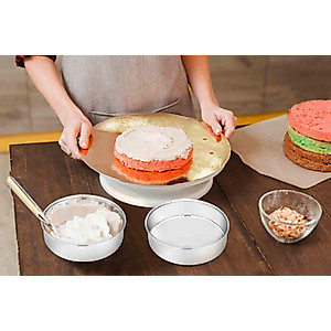 TeamFar 6 Inch Cake Pan, Round Cake Pan Tier Baking Pans Set Stainless Steel, Fit in Pot Pressure Cooker Air Fryer, Healthy & Toxic Free, Mirror Finish & Durable, Oven & Dishwasher Safe - Set of 3