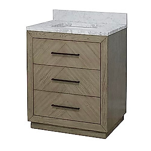 Avery 30-inch Bathroom Vanity (Carrara/Gray Oak): Includes Gray Oak Cabinet with Stunning Carrara Marble Countertop and White Ceramic Sink