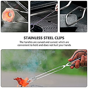 FRCOLOR 2pcs Firewood Tongs Fireplace Log Tong Log Outdoor Barbecue Long Log Tweezer Wrought Iron Log Claw Large Grabber for Wood Stove Outdoor Campfire Black