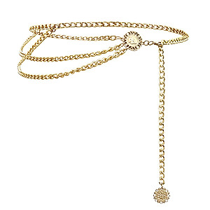 Weahre Women Waist Chain Belt Long Tassel Waistbands Hip Jewelry Body Chain Metal Link for Women Girls (Gold) One Size