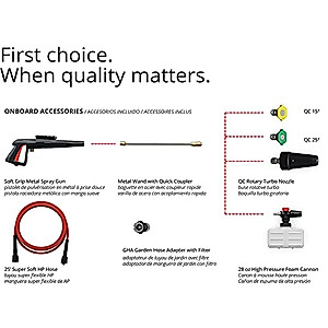 AR Blue Clean BC383HSS Electric Pressure Washer-2150 PSI, 1.6 GPM, 13 Amps Quick Connect Accessories, Telescopic Handle, On Board Storage, Portable Pressure Washer, High Pressure, Car Washer, Patio