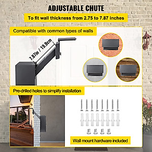 VEVOR Through The Wall Drop Box, 12.5''x6.3''x16.9'' Mail Drop Box w/Adjustable Chute, Deposit Drop Box w/Code Lock, Rainproof Wall Mount Mailbox for Letters, Rents, Checks & Keys, Home & Office, Grey