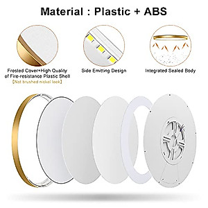 FLETERGIB 12 Inch Gold LED Ceiling Light, 3000K Warm White, 24W Gold Flush Mount Ceiling Light, 3200LM Round Low Profile Ceiling Lights for Bedroom, Living Room, Dining Room