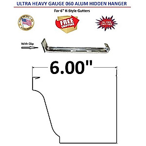 (100) 6" Ultra Hanger with Clip for K-Style Gutters. Made with Heavy 0.060" Aluminum.