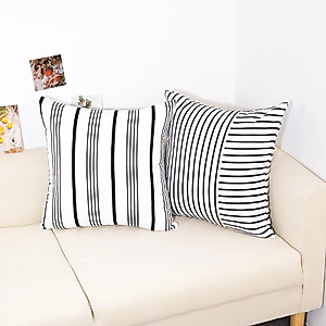 TAJWE Outdoor Waterproof Pillow Covers 18X18 Set of 4 Black and White Modern Geometry Stripe Decorative Cushion Cases for Patio Furniture Couch Porch