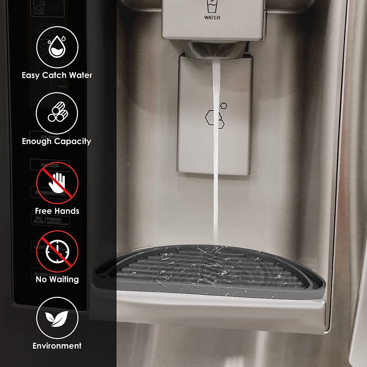 2 Pack Refrigerator Drip Catcher Tray,Protector Ice and Water Dispenser Pan,Prevents Hot Water From Overflowing Refrigerator Drainage,Fridge ice Maker Pad(Grey)(Cuttable Size)