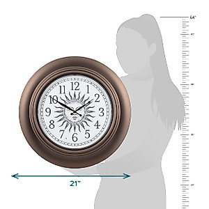 La Crosse Clock 435-3256B-SM-INT 21" Indoor/Outdoor Quartz Clock with Lighted Sun & Moon Dial