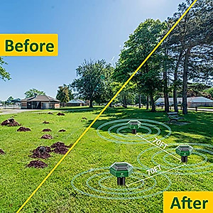 Careland Mole Repellent Stakes Solar Powered Ultrasonic Gopher Deterrent Groundhog Repeller Sonic Spikes Outdoor Vole Control Chaser for Lawn and Garden Waterproof (2)