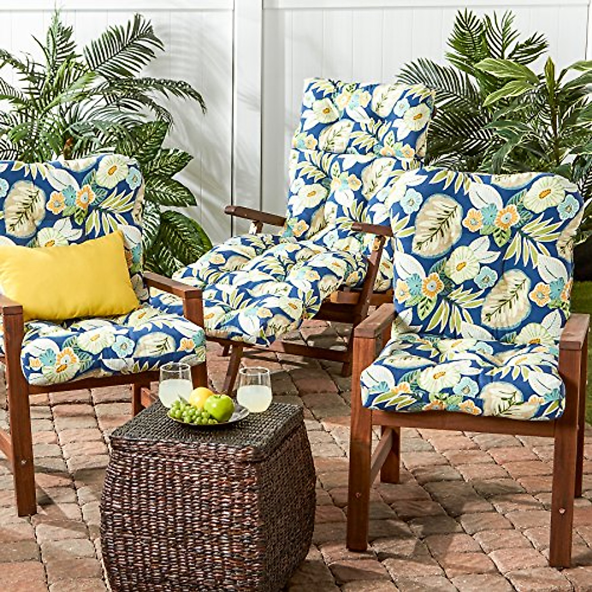 Greendale Home Fashions Outdoor Seat/Back Chair Cushion, 2 Count (Pack of 1), Magnolia Floral