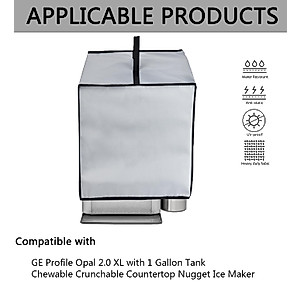 CouldyCasi Ice Machine Cover Heavy Duty Heat Resistant Waterproof, Nylon Fabric Ice Machine Dust Protective Cover Case for GE Profile Opal 2.0 XL with 1 Gallon Tank Countertop Ice Maker (Grey)