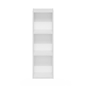 Furinno Fulda 3-Tier Space Saving Storage Shelf Bookcase, 10-Inch Width, White