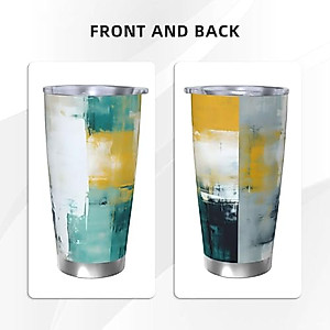 AYCZN Blue Yellow Abstract 20 OZ Tumbler Stainless Steel Travel Coffee Mug, Modern Art Insulated Water Bottle with Lid Leakproof Thermal Cup